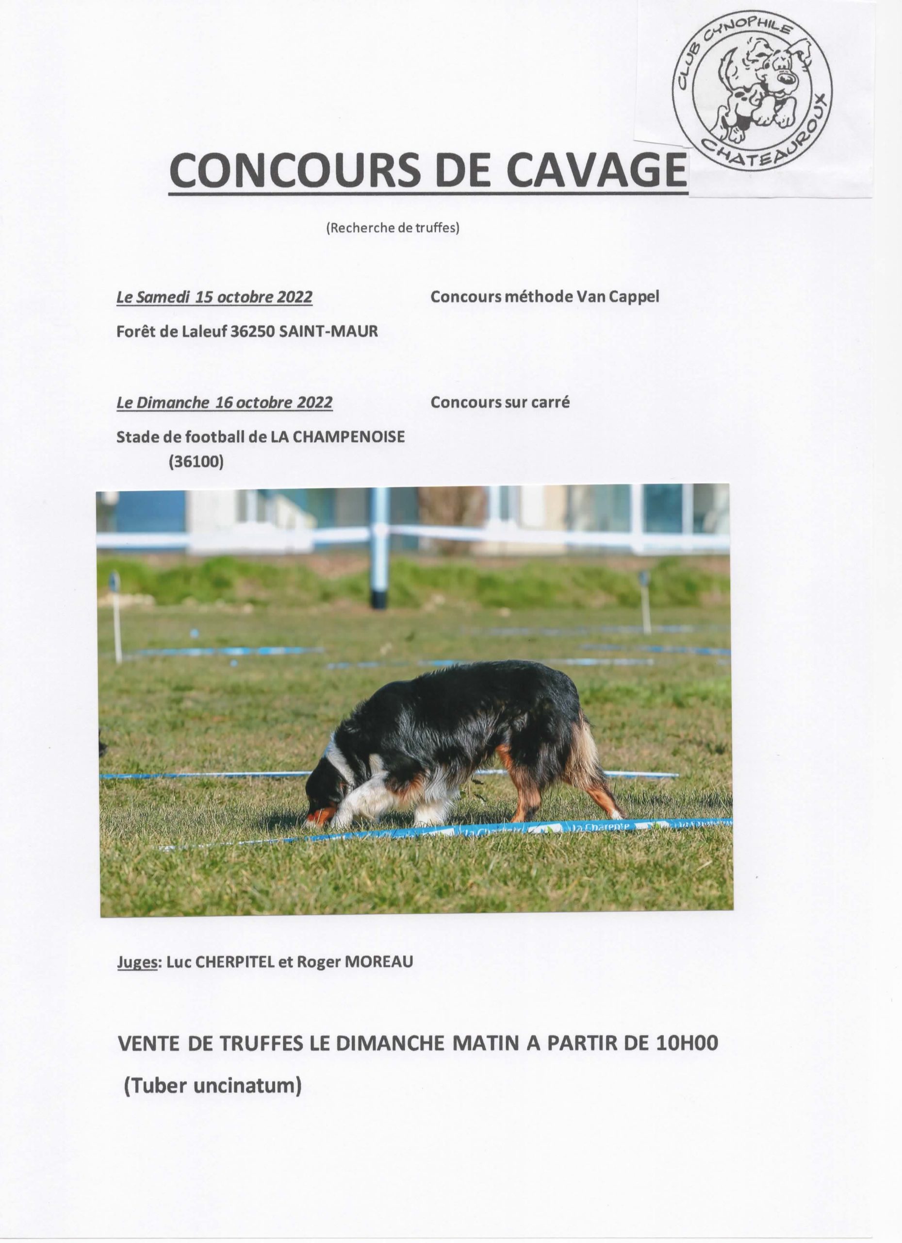 CONCOURS DE CAVAGE – Club Cynophile de Châteauroux – Club Canin Indre 36